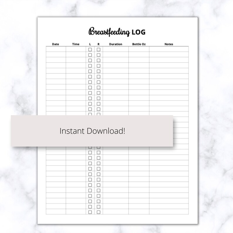 Breastfeeding Log Printable PDF, Feeding Log for Newborn, Breast Pump ...