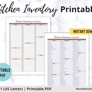 Kitchen Inventory Checklist Printable PDF Declutter and - Etsy