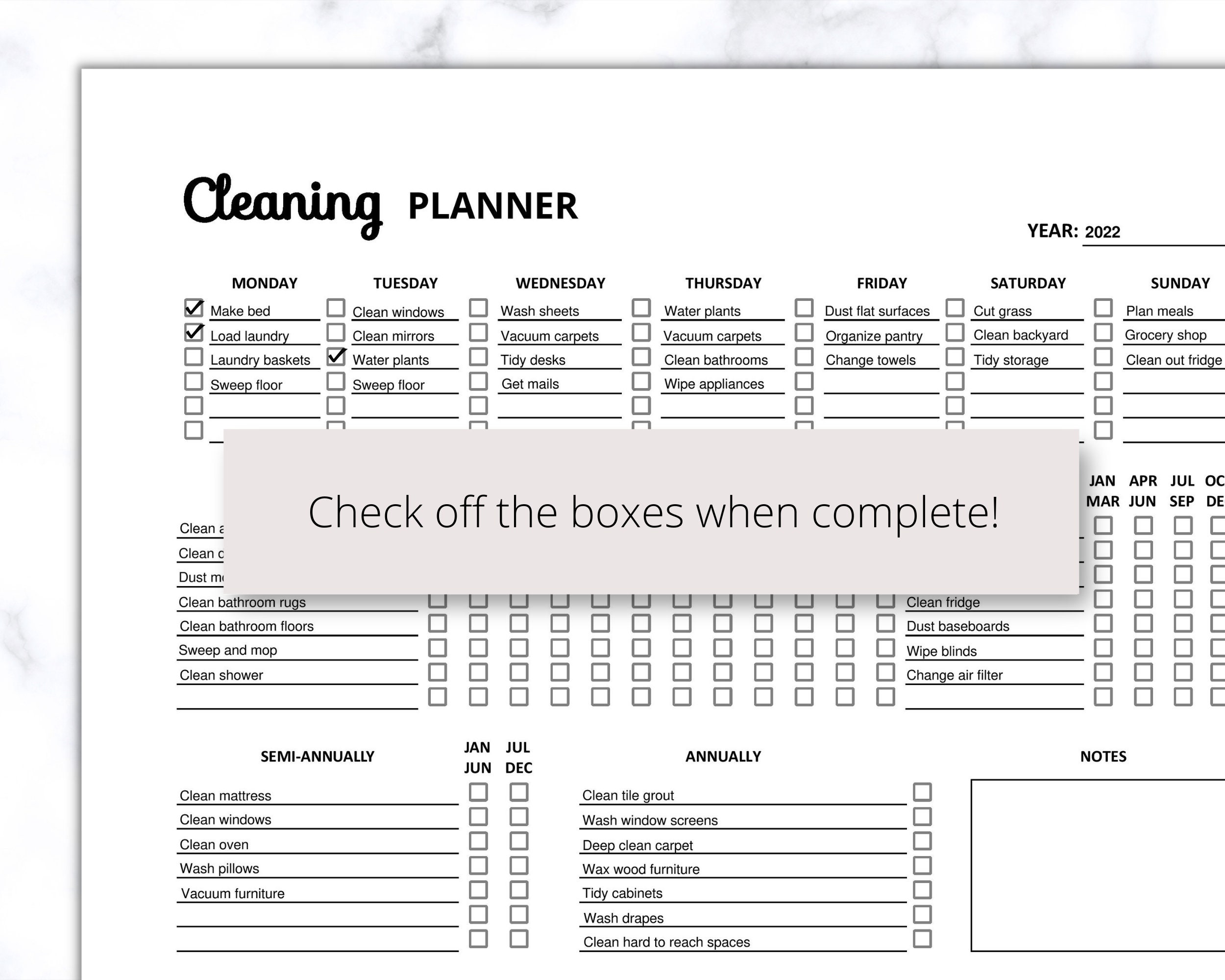 Cleaning Planner Landscape Printable PDF, Monthly, Quarterly, Semi ...