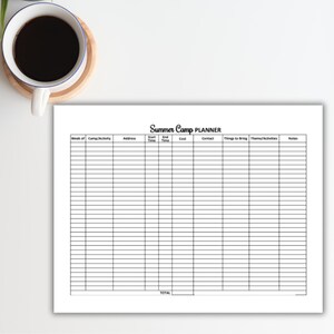 Summer Camp Planner Printable PDF, Summer Camp Organizer, Camp ...