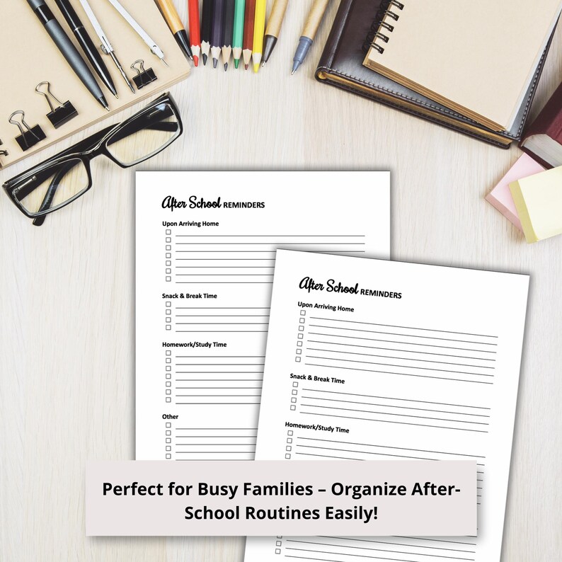 Editable After School Routine Chart Kids Daily Planner Printable Pdf