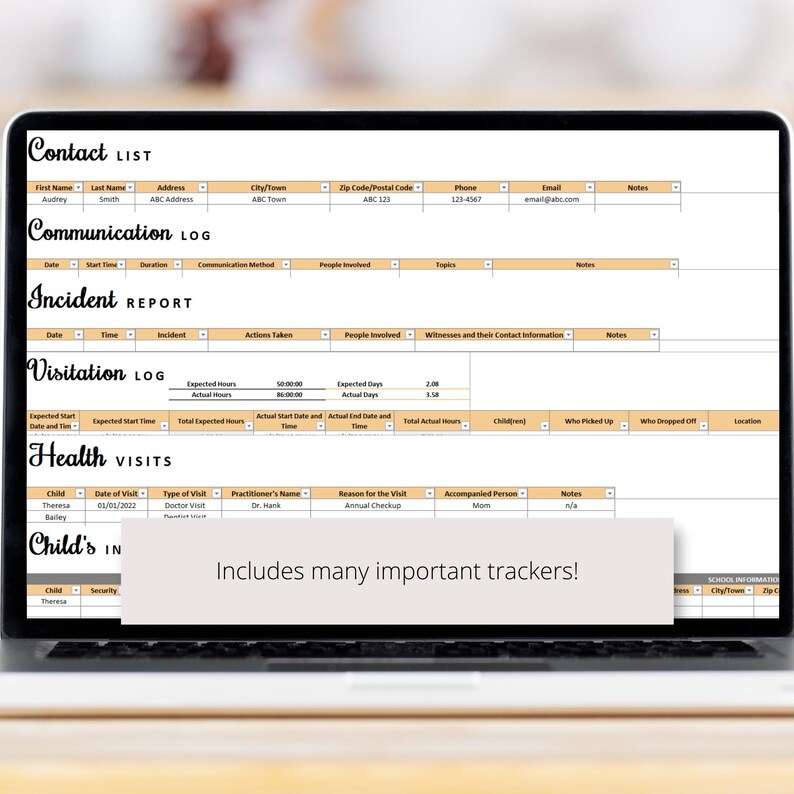 Co-parenting Planner Excel Spreadsheet, Child Custody Planner, Healthy ...