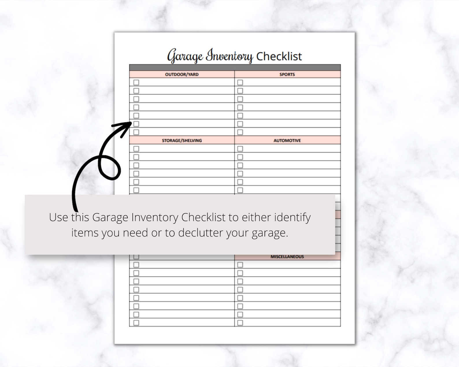 Garage Inventory Checklist Printable PDF, Garage Decluttering Guide ...