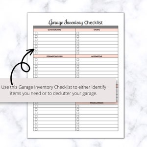 Garage Inventory Checklist Printable PDF, Garage Decluttering Guide ...