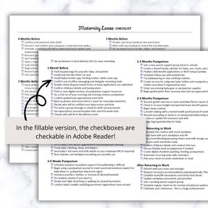 Maternity Leave Checklist Printable PDF, Maternity Leave Preparation to ...