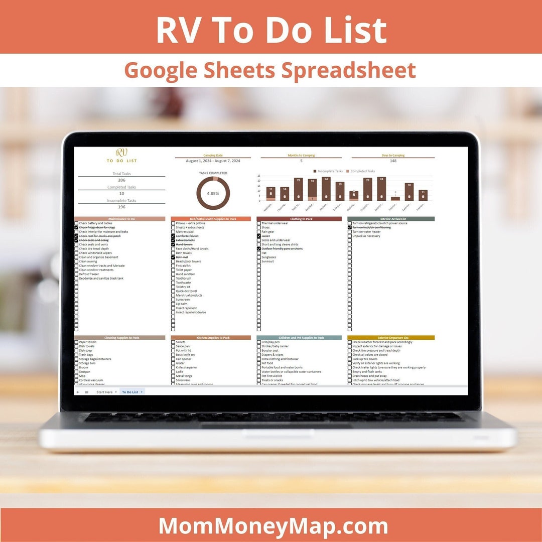 RV to Do List Google Sheets Spreadsheet,rv Camping Checklist Template ...