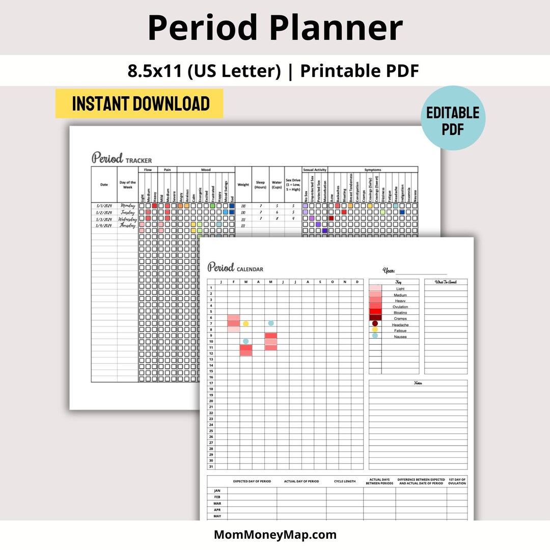 Period Planner Printable PDF, Menstrual Period Planner Printable, Track ...