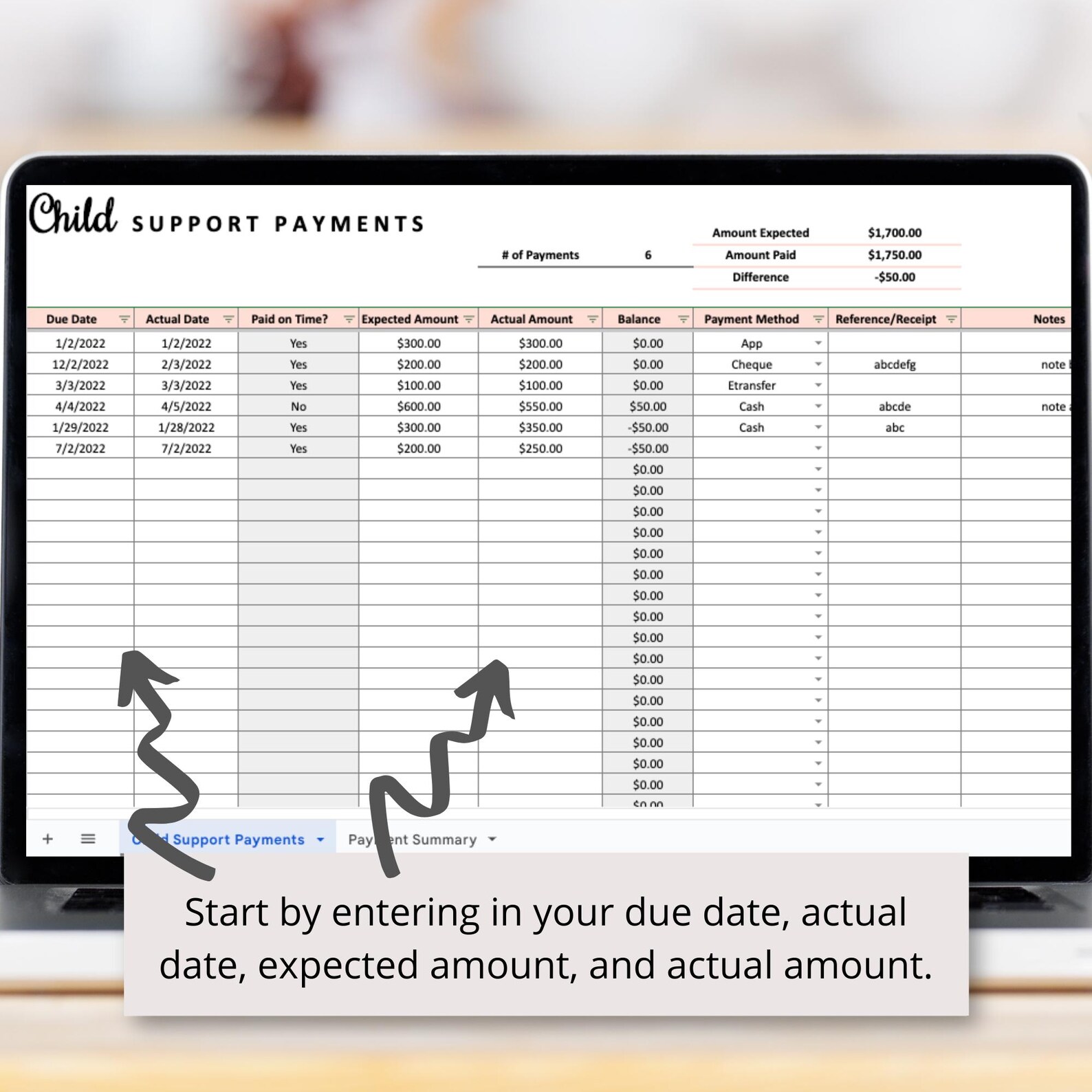 Child Support Payment Tracker Google Sheet Spreadsheet, Child Expense ...