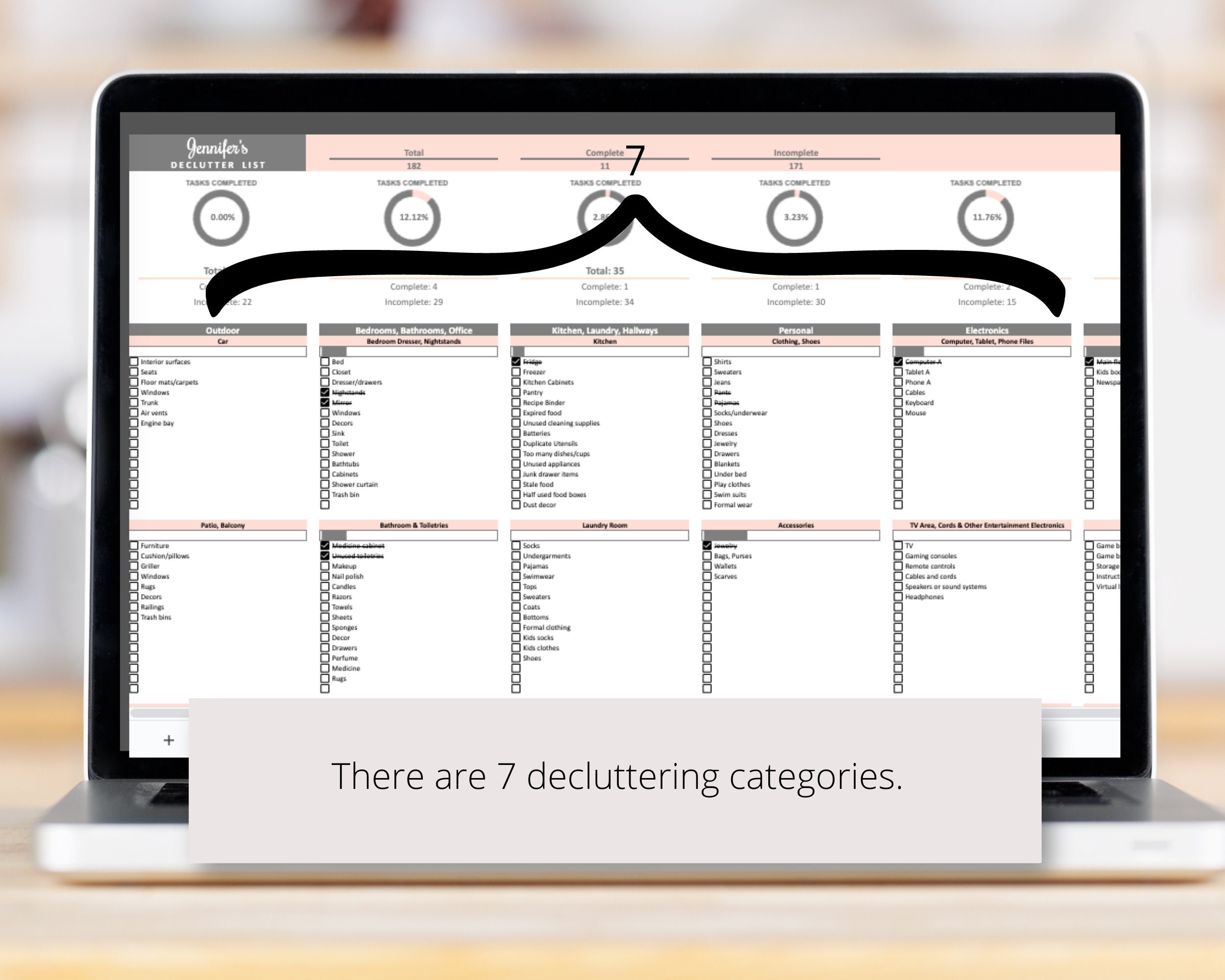 Decluttering Checklist Google Sheets Spreadsheet, House Purge Checklist ...
