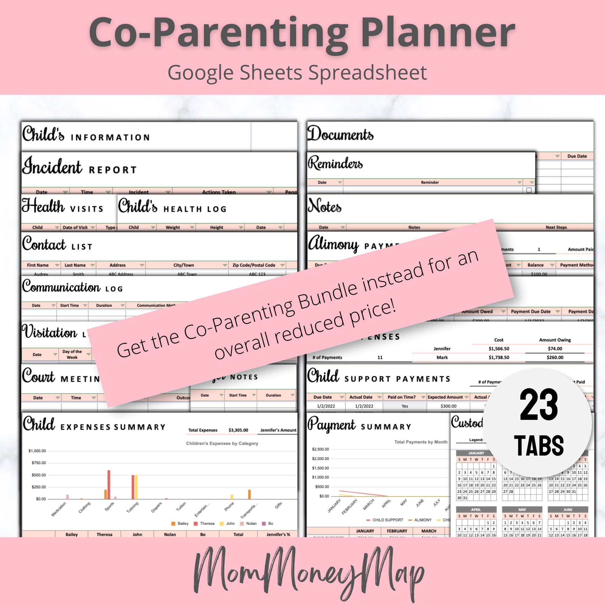 Child Custody Visitation Days Tracker Google Sheets Spreadsheet, Child ...