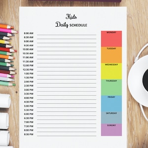 Kids Daily Schedule Printable PDF, Children's Daily Schedule, Daily ...