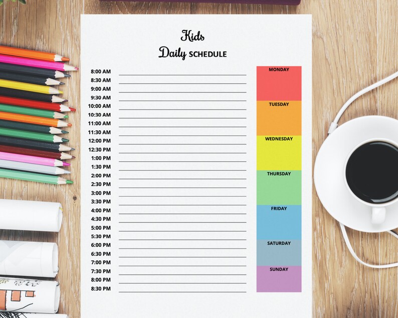 Kids Daily Schedule Printable PDF, Children's Daily Schedule, Daily ...