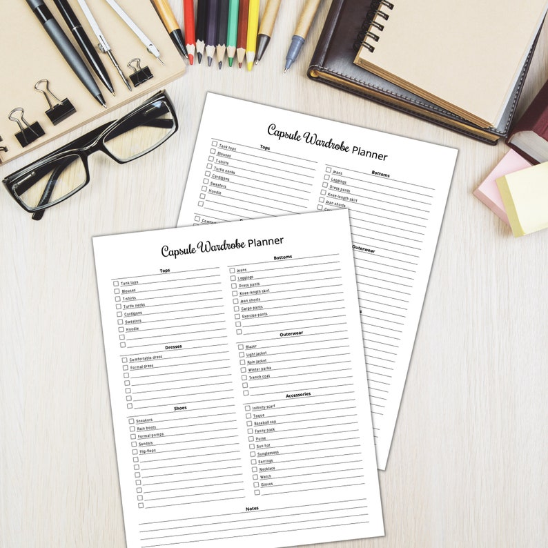 Capsule Wardrobe Checklist Printable PDF, Minimalist Wardrobe Checklist ...