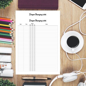 Diaper Changing Printable PDF, Newborn Diaper Changing Tracking, Simple ...