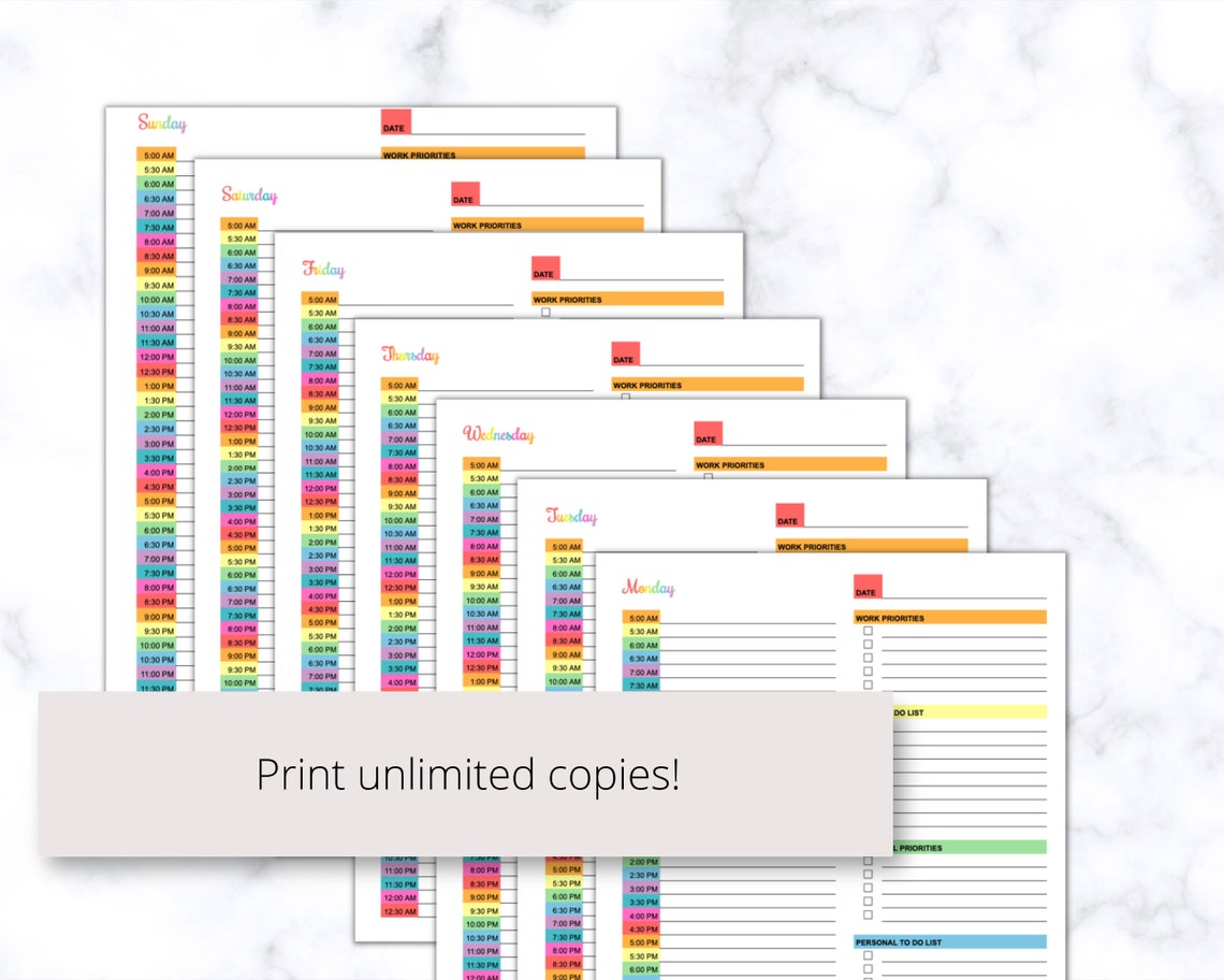 Multi-color Work From Home Planner Printable PDF, Remote Work Planner ...