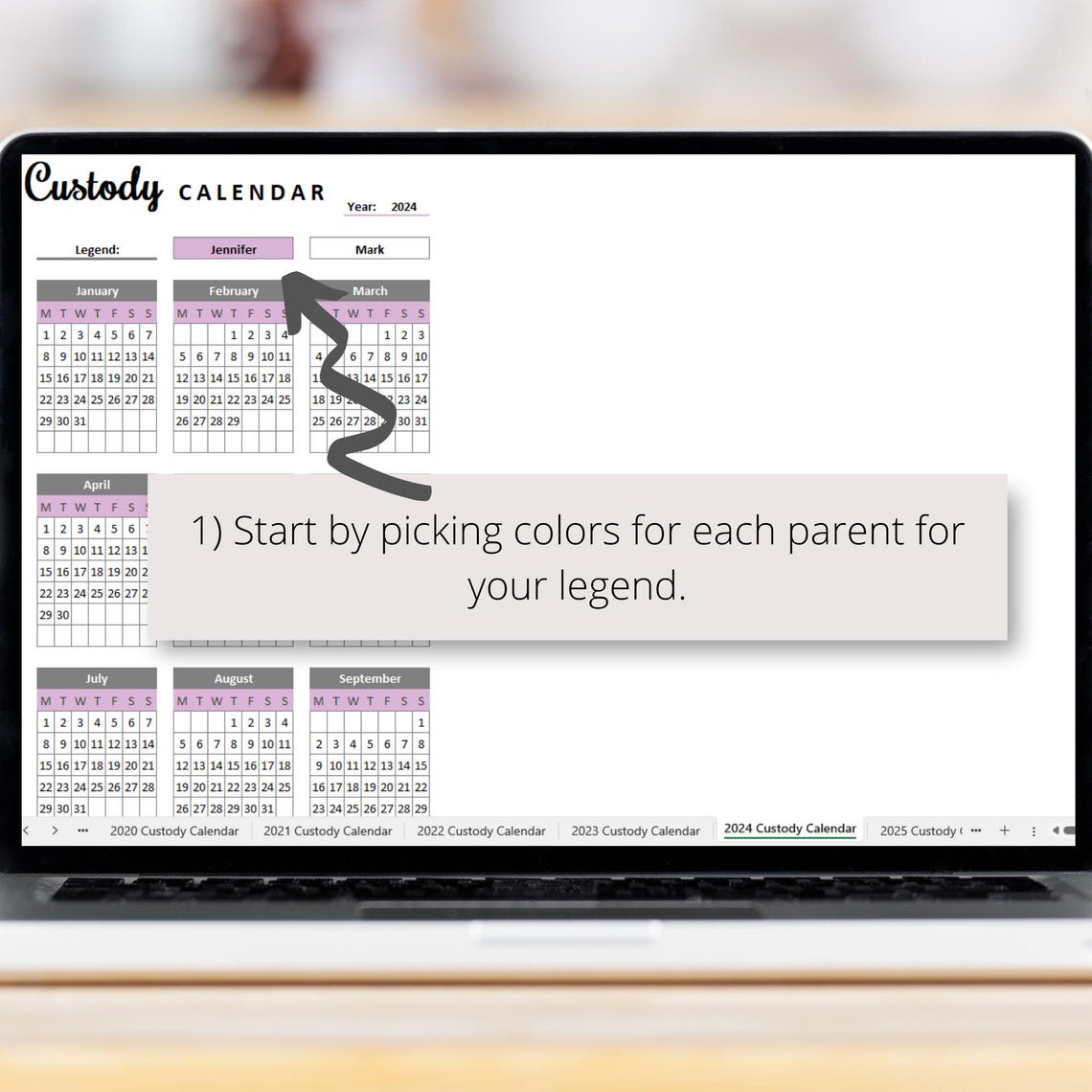 Co-parenting Calendar Excel Spreadsheet, Co Parenting Calendar, Child ...