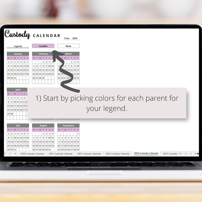 Co-parenting Calendar Excel Spreadsheet, Co Parenting Calendar, Child ...