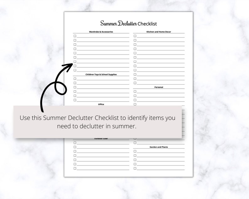 Summer Declutter Checklist Printable PDF, Summer Decluttering Guide ...
