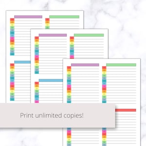 Multi-color Blank Checklist Printable PDF, Blank to Do List, Minimalist ...