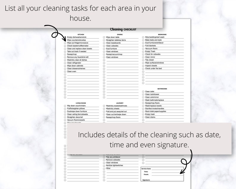 Housekeeping Checklist Printable PDF, Housecleaning Schedule Template ...