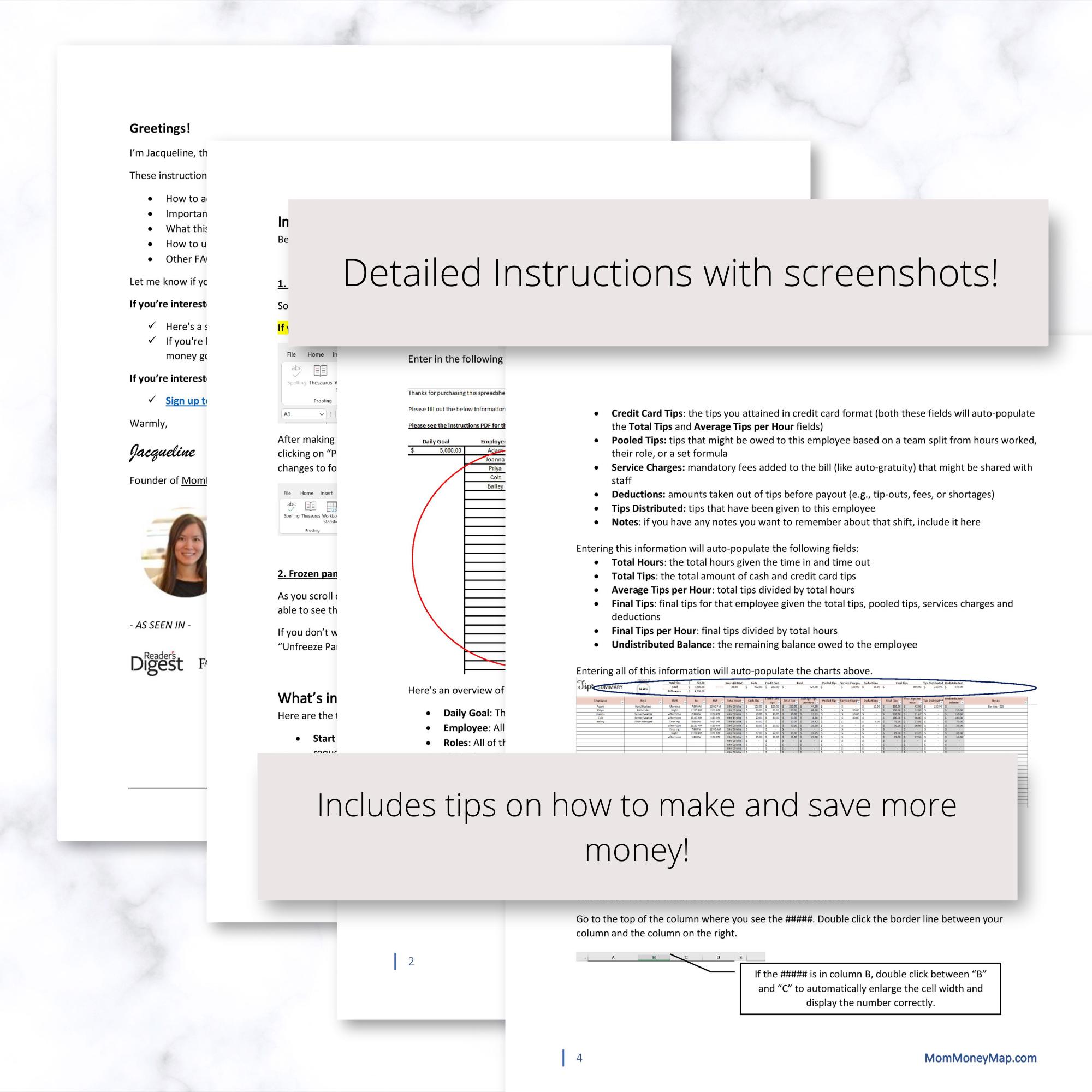 Tips Tracker for Managers Excel Spreadsheet, Tips Tracking for Business, Daily Tips Tracking ...