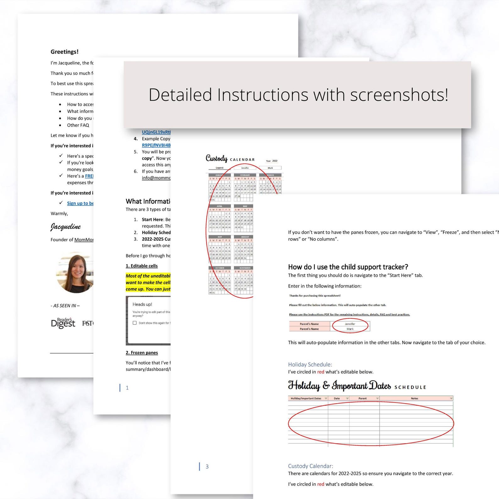 Co-parenting Calendar Excel Spreadsheet, Co Parenting Calendar, Child ...