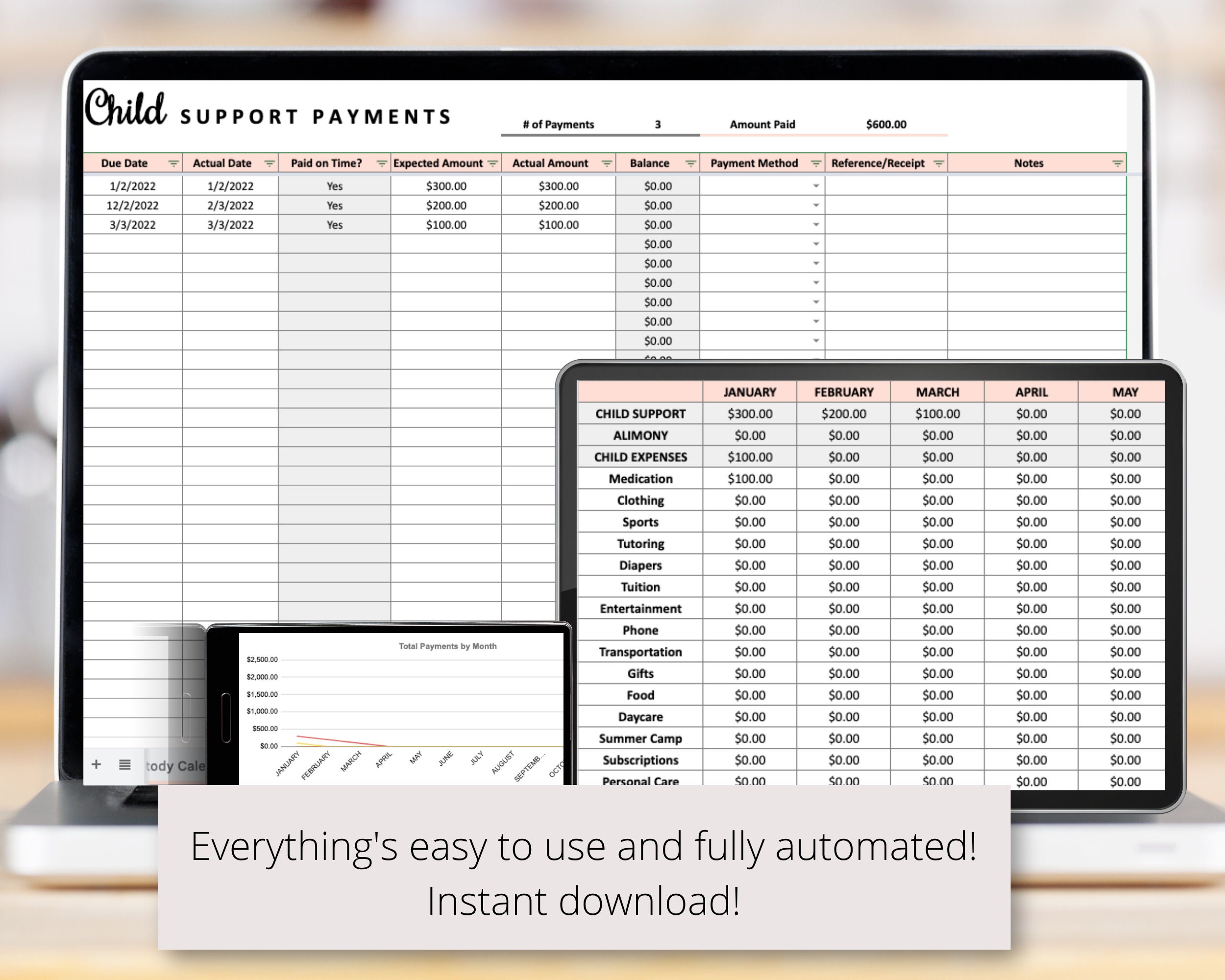 Child Support Tracker Google Sheets Spreadsheet Child Custody - Etsy