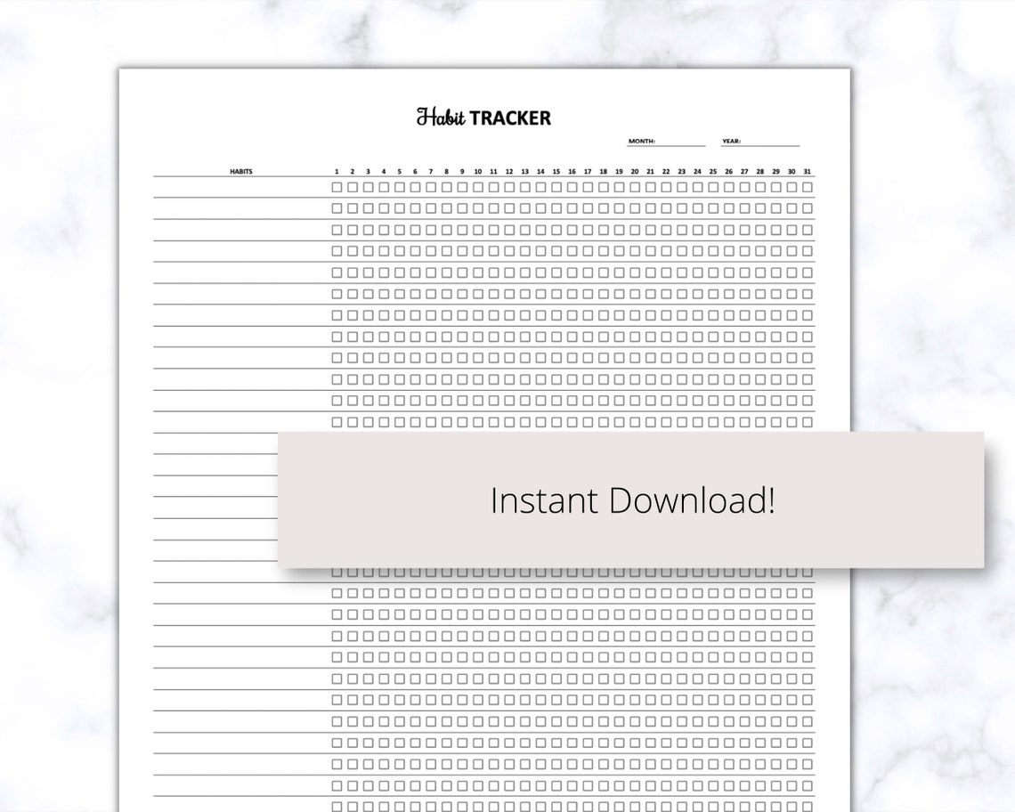 Habit Tracker Printable PDF, Editable Habit List, Habit Trainer, 30 Day ...