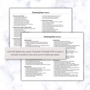 Maternity Leave Checklist Printable PDF, Maternity Leave Preparation to ...