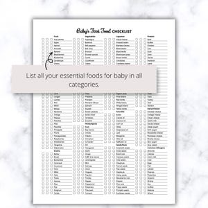 Baby's First Foods Checklist Printable PDF, Baby Food Tracker, Baby ...