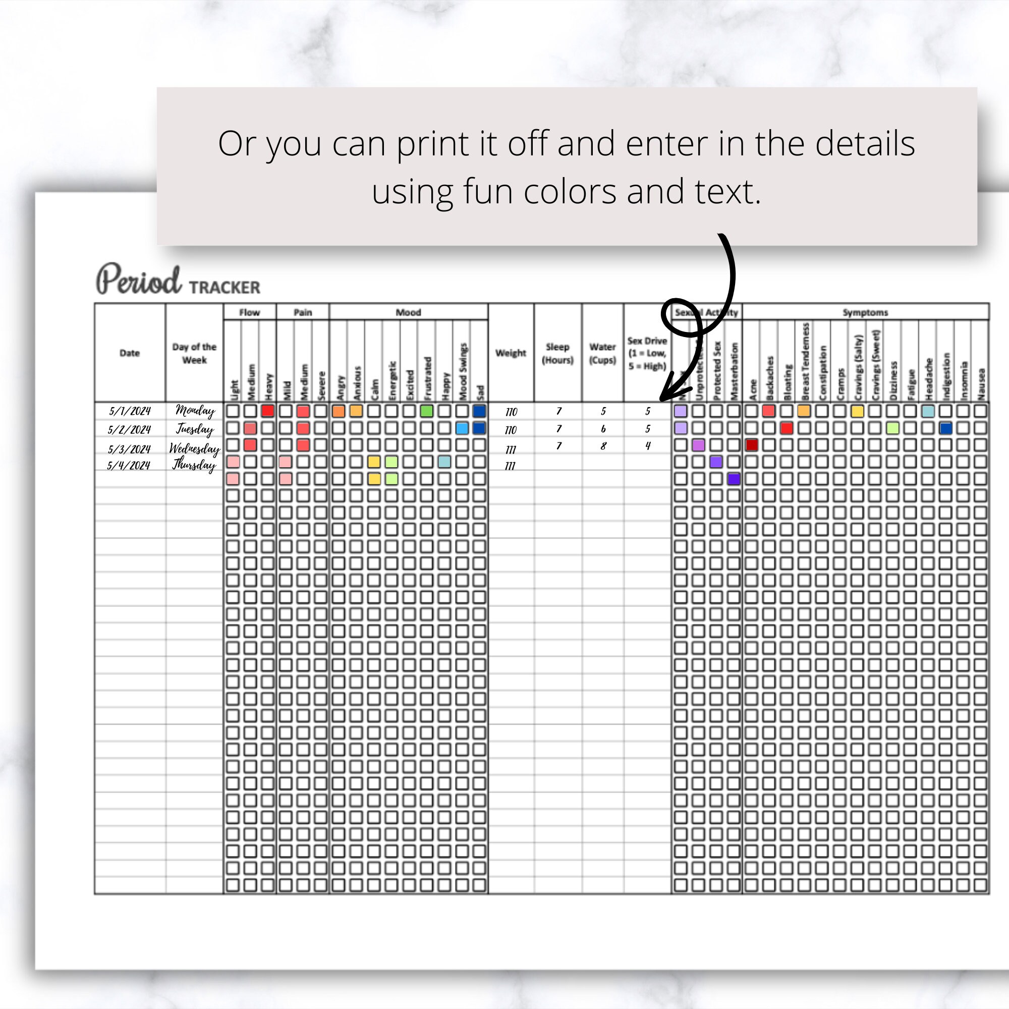 Period Tracker Printable PDF, Menstrual Period Tracker Printable, Track ...