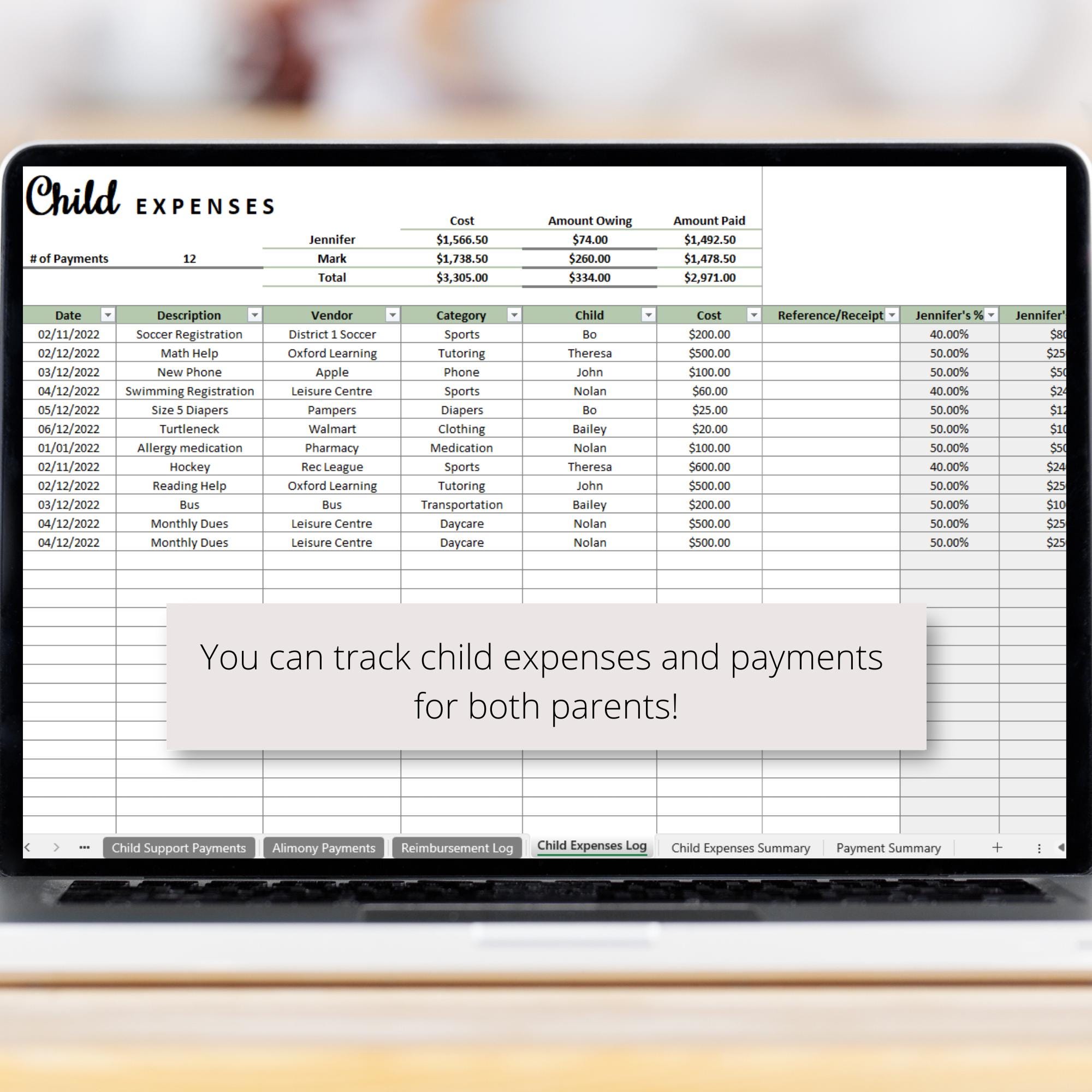 Co-parenting Planner Excel Spreadsheet, Child Custody Planner, Healthy Co-parenting With a Child ...