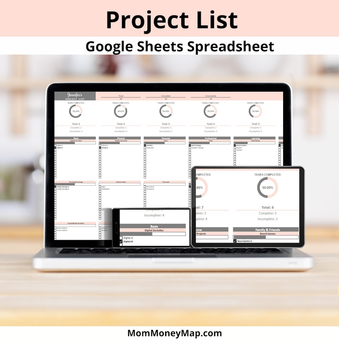 Project List Google Sheets Spreadsheet, Project Management Spreadsheet ...