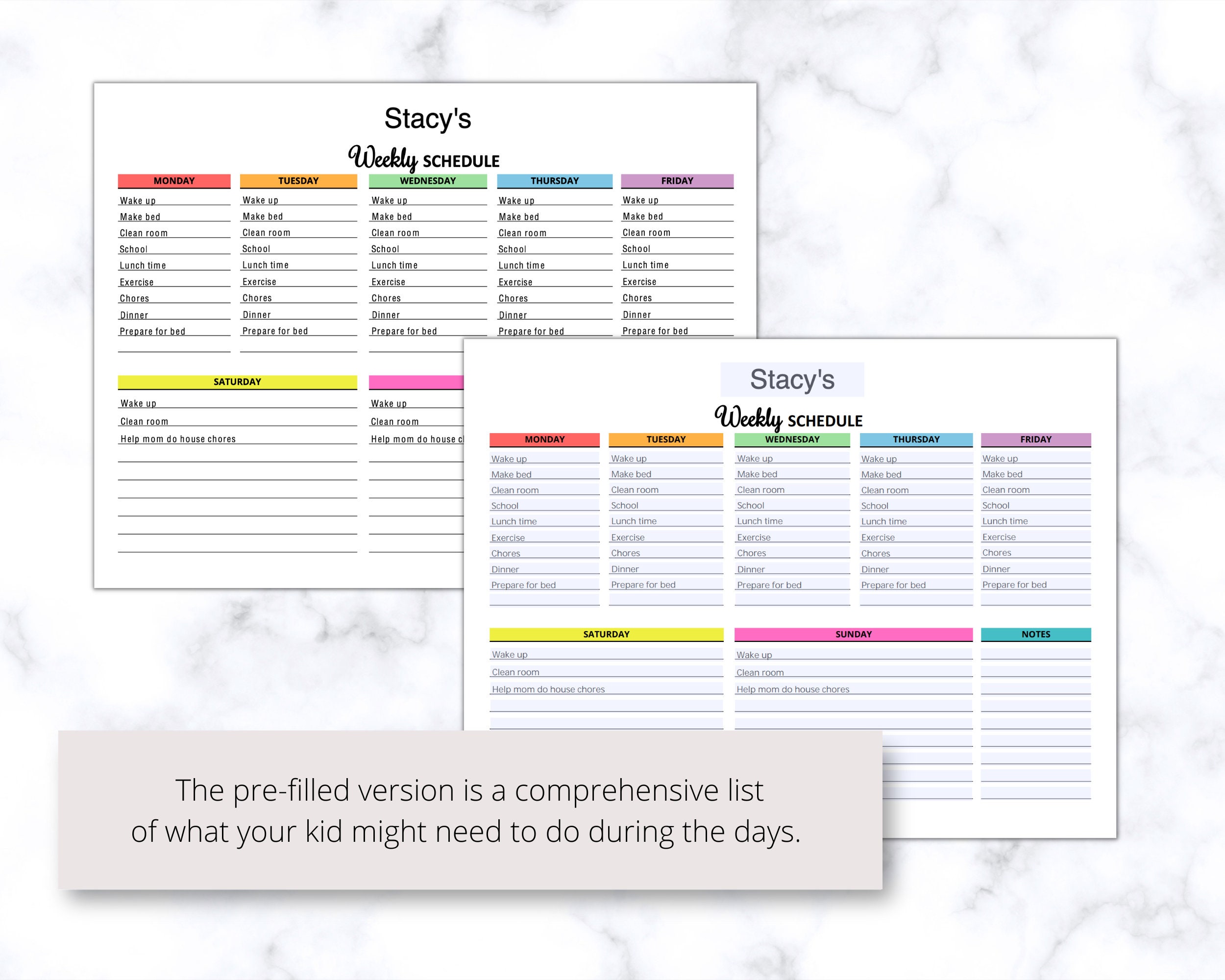 Kids Weekly Schedule Printable PDF, Kids Weekly Planner, Editable Kids ...