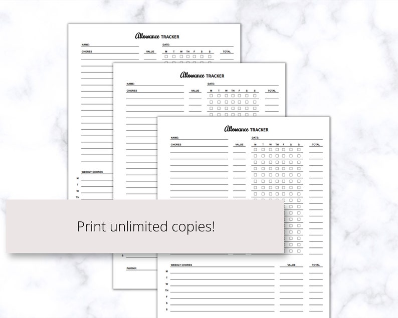 Weekly Allowance Tracker Printable PDF, Allowance Tracker for Kids ...