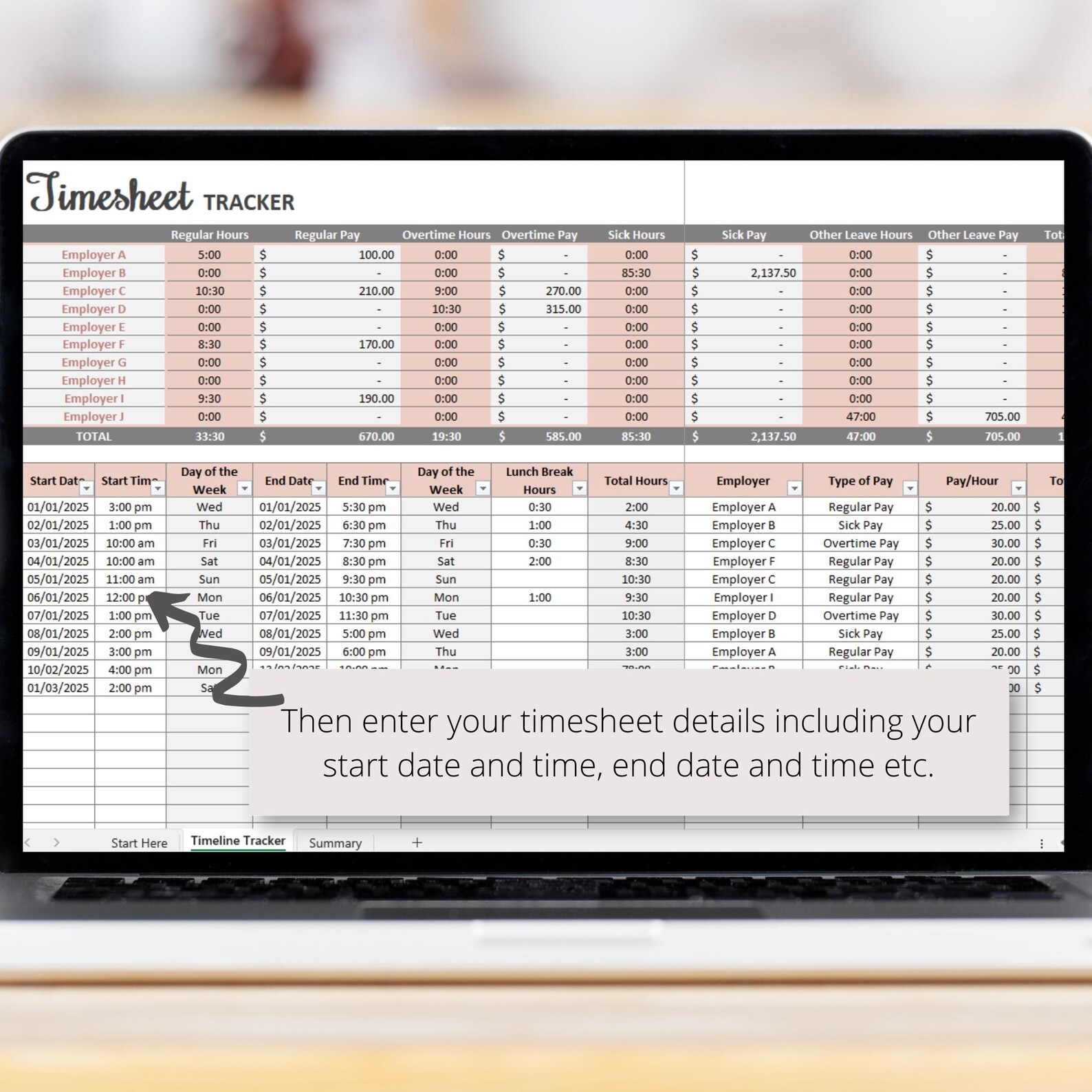 Timesheet Tracker Excel Spreadsheet, Excel Templates for Time Tracking ...