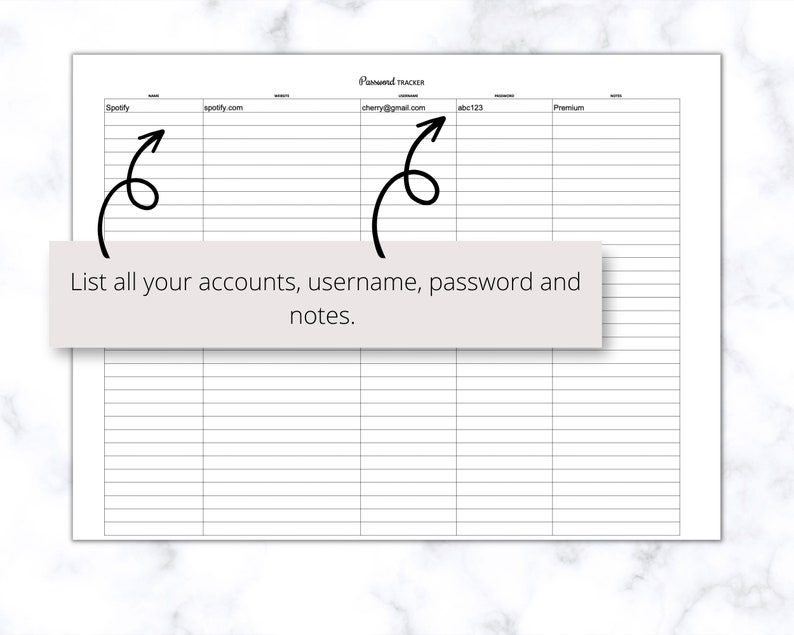 Password Tracker Printable PDF, Account Tracker, Login Tracker, Cheat ...