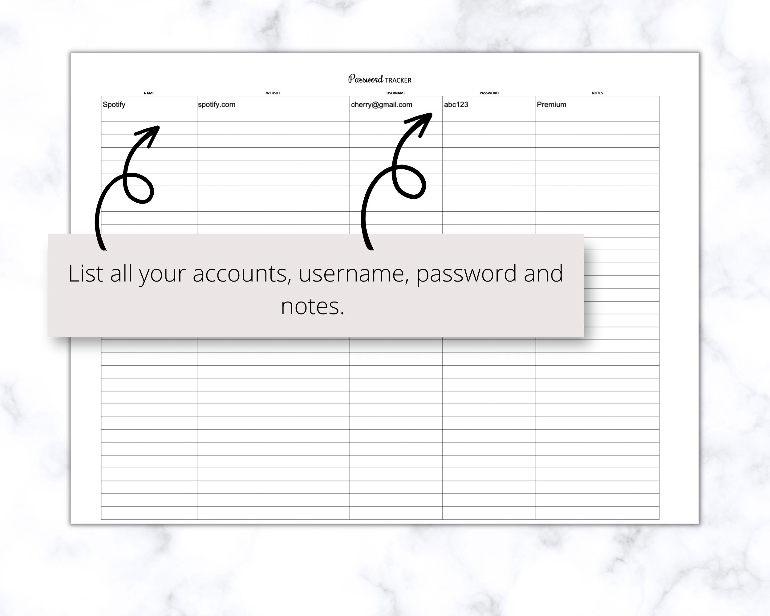 Password Tracker Printable PDF, Account Tracker, Login Tracker, Cheat ...