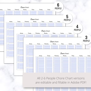 Chore Chart Printable PDF for Family or Adults, Daily Weekly Chore ...