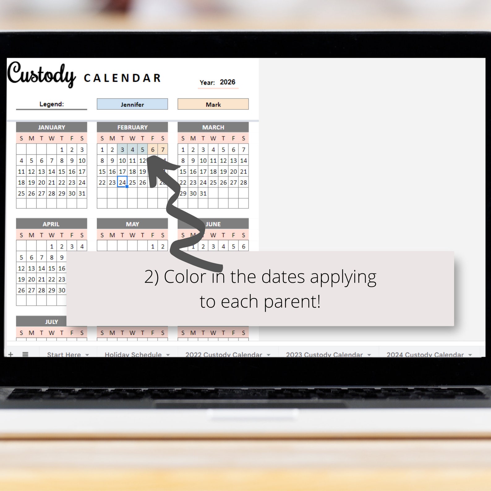Co-parenting Calendar Google Sheets Spreadsheet, Co Parenting Calendar ...