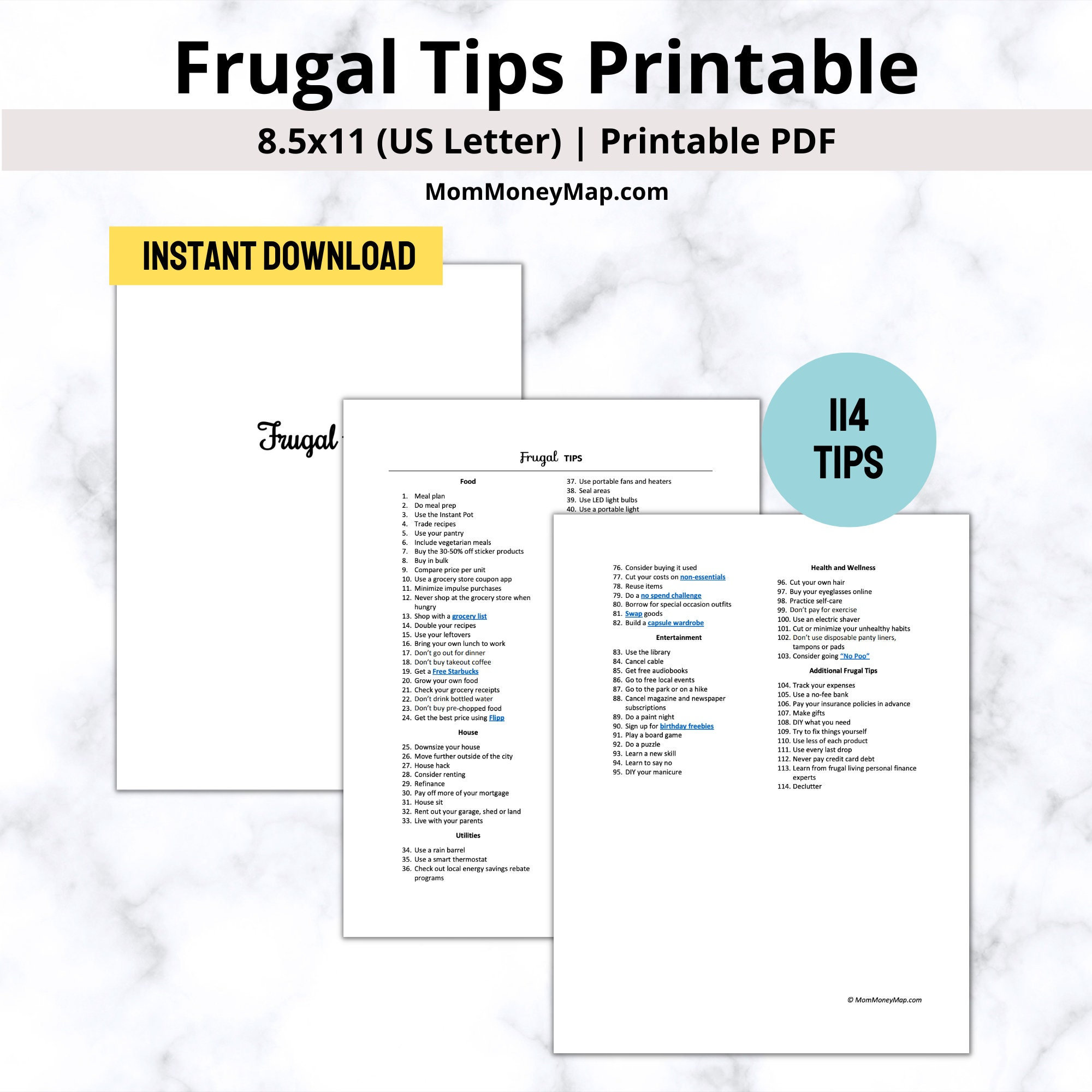 Frugal Tips Printable PDF, How to Be More Frugal, Frugal Living Tips ...