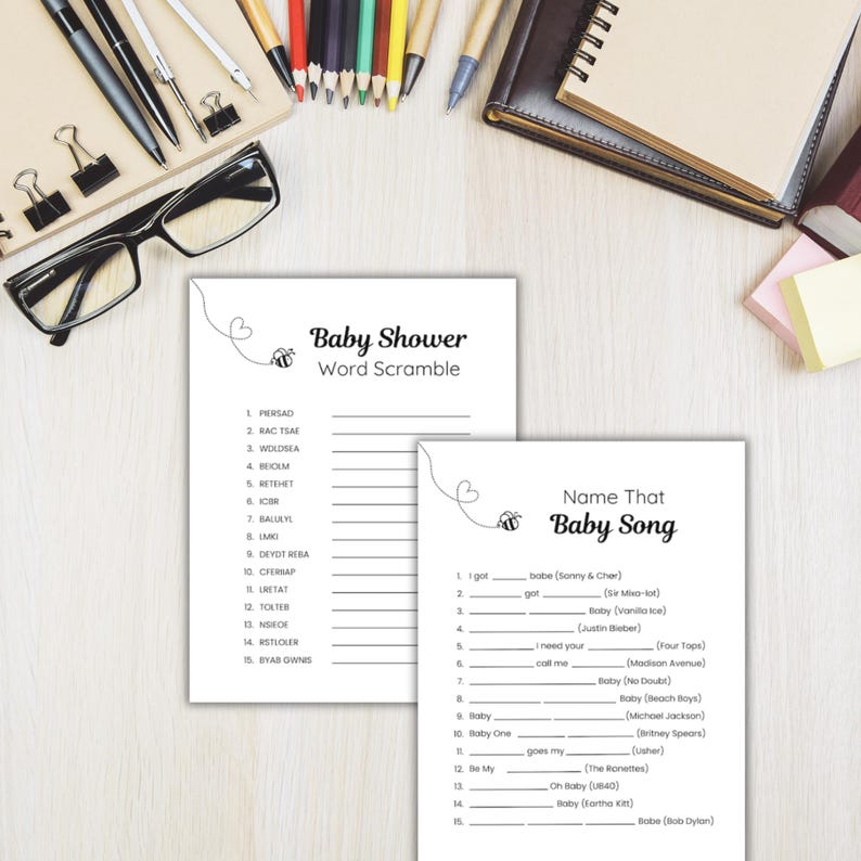 Baby Shower Games Printable PDF, Baby Shower Party Games, Baby Shower ...