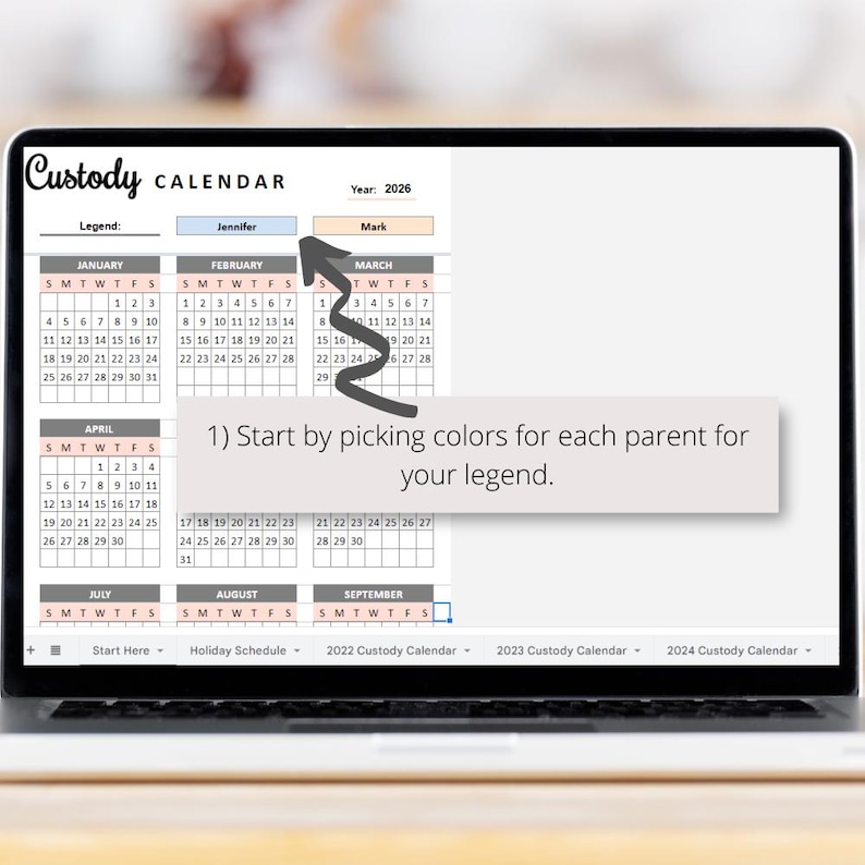 Co-parenting Calendar Excel Spreadsheet, Co Parenting Calendar, Child ...