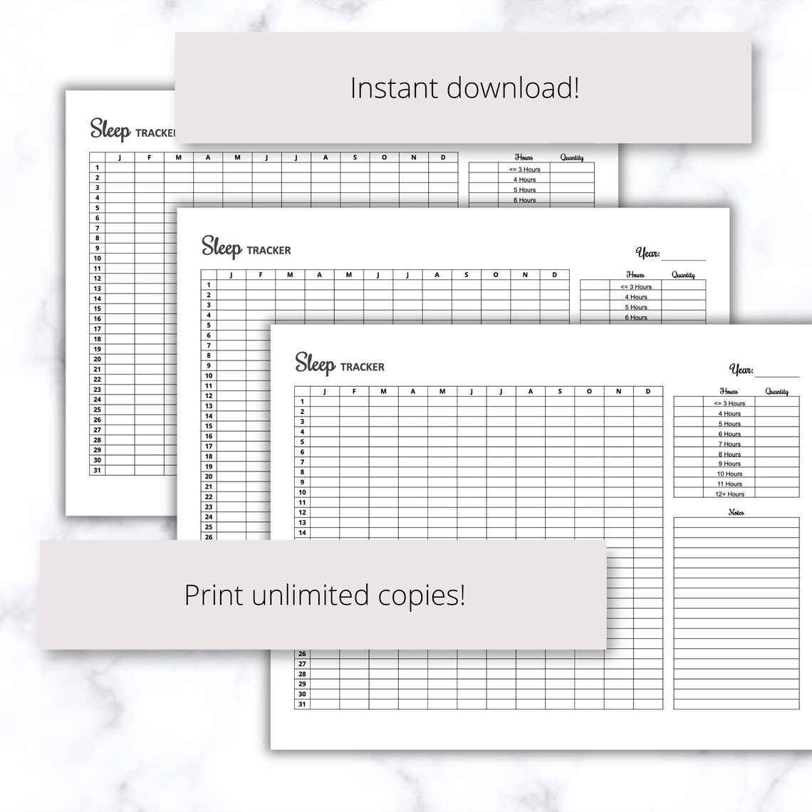 Sleep Tracker Printable PDF, Sleep Log Printable, Sleep Tracker Sheet ...