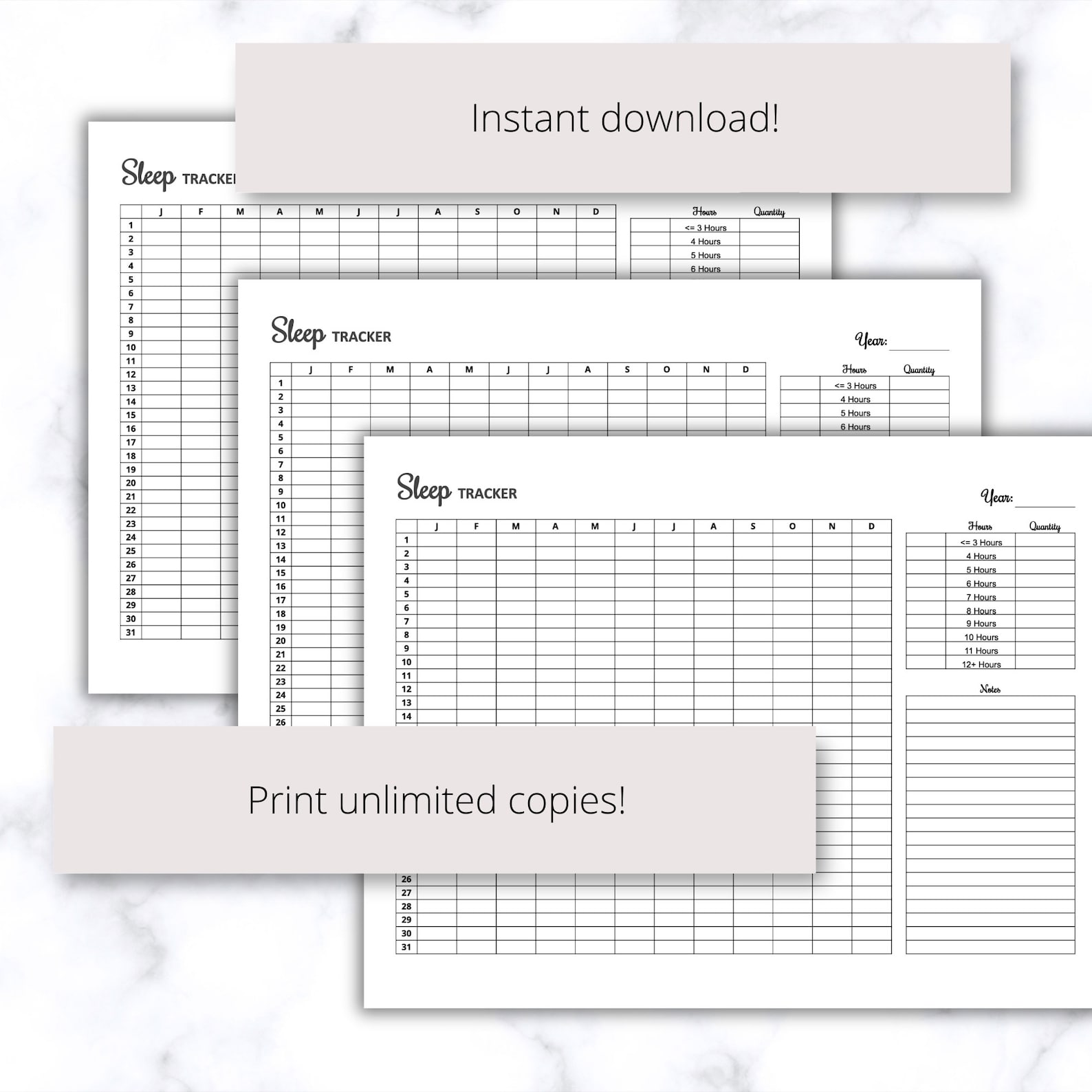 Sleep Tracker Printable PDF, Sleep Log Printable, Sleep Tracker Sheet ...