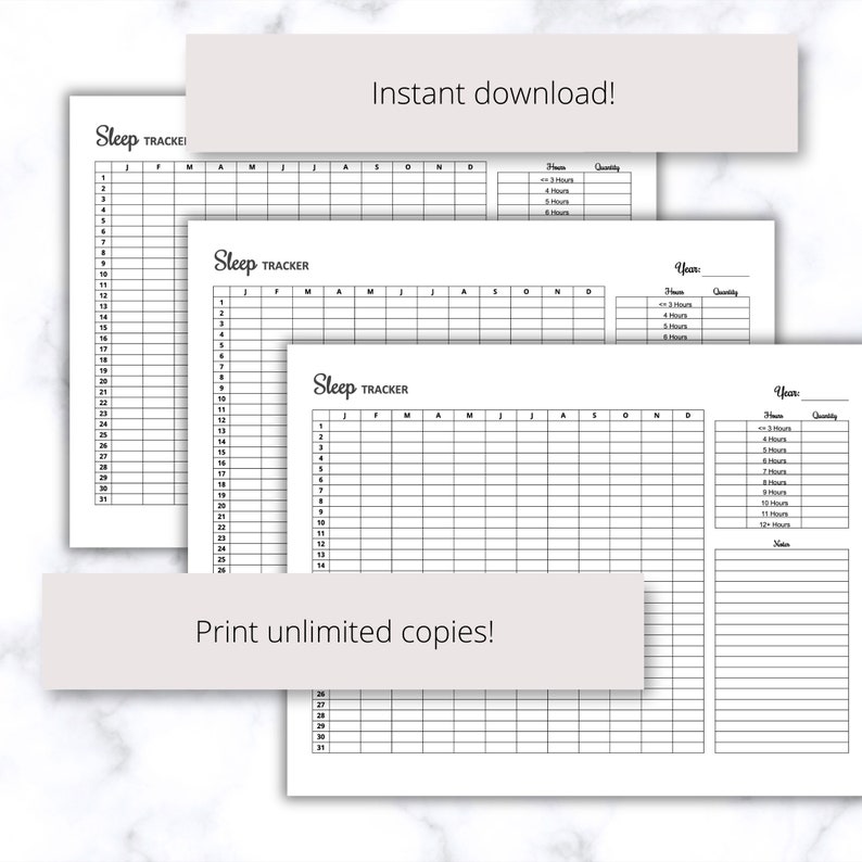 Sleep Tracker Printable PDF, Sleep Log Printable, Sleep Tracker Sheet ...