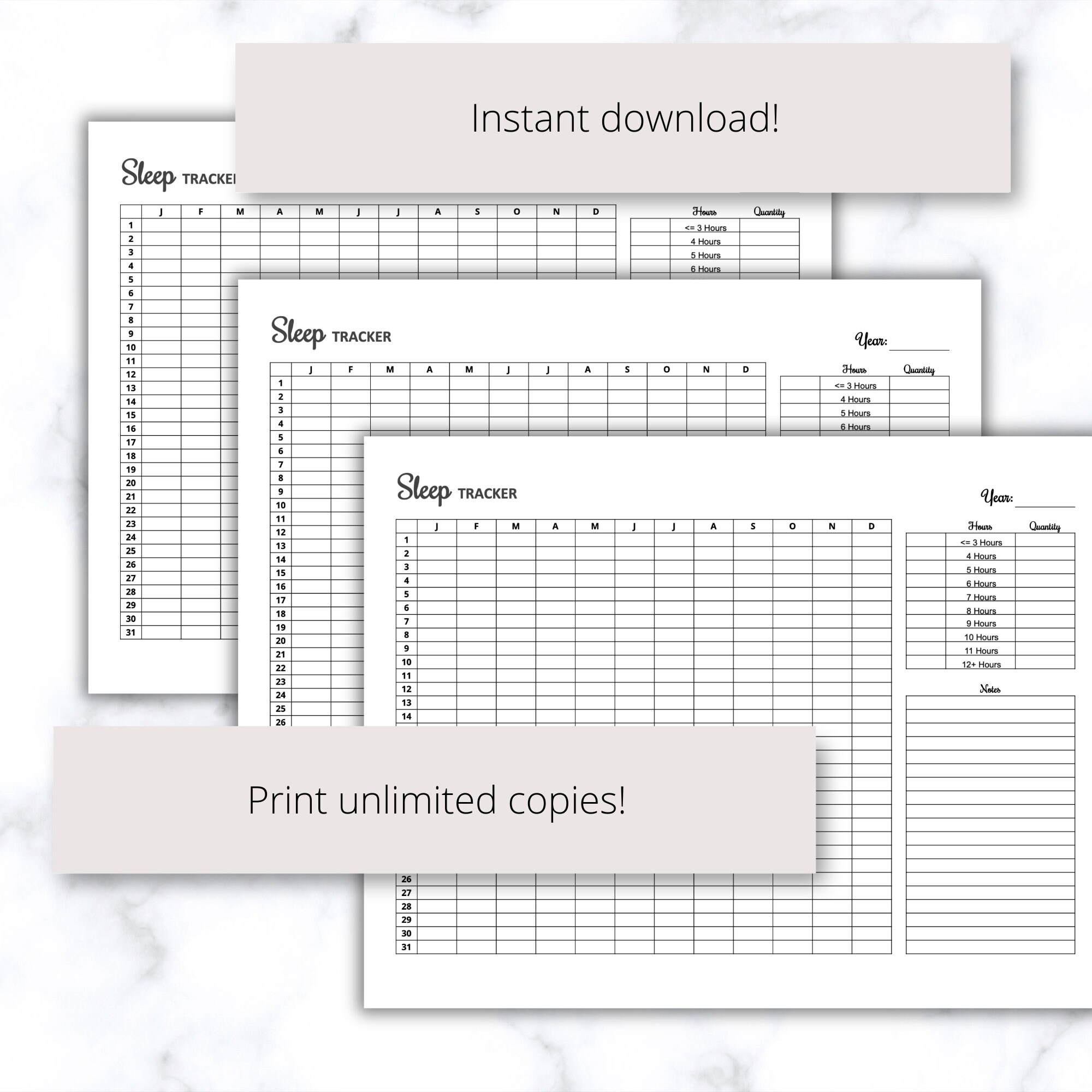 Sleep Tracker Printable PDF, Sleep Log Printable, Sleep Tracker Sheet ...