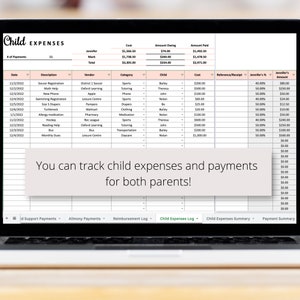 Child Support Tracker Google Sheets Spreadsheet, Child Custody Planner ...