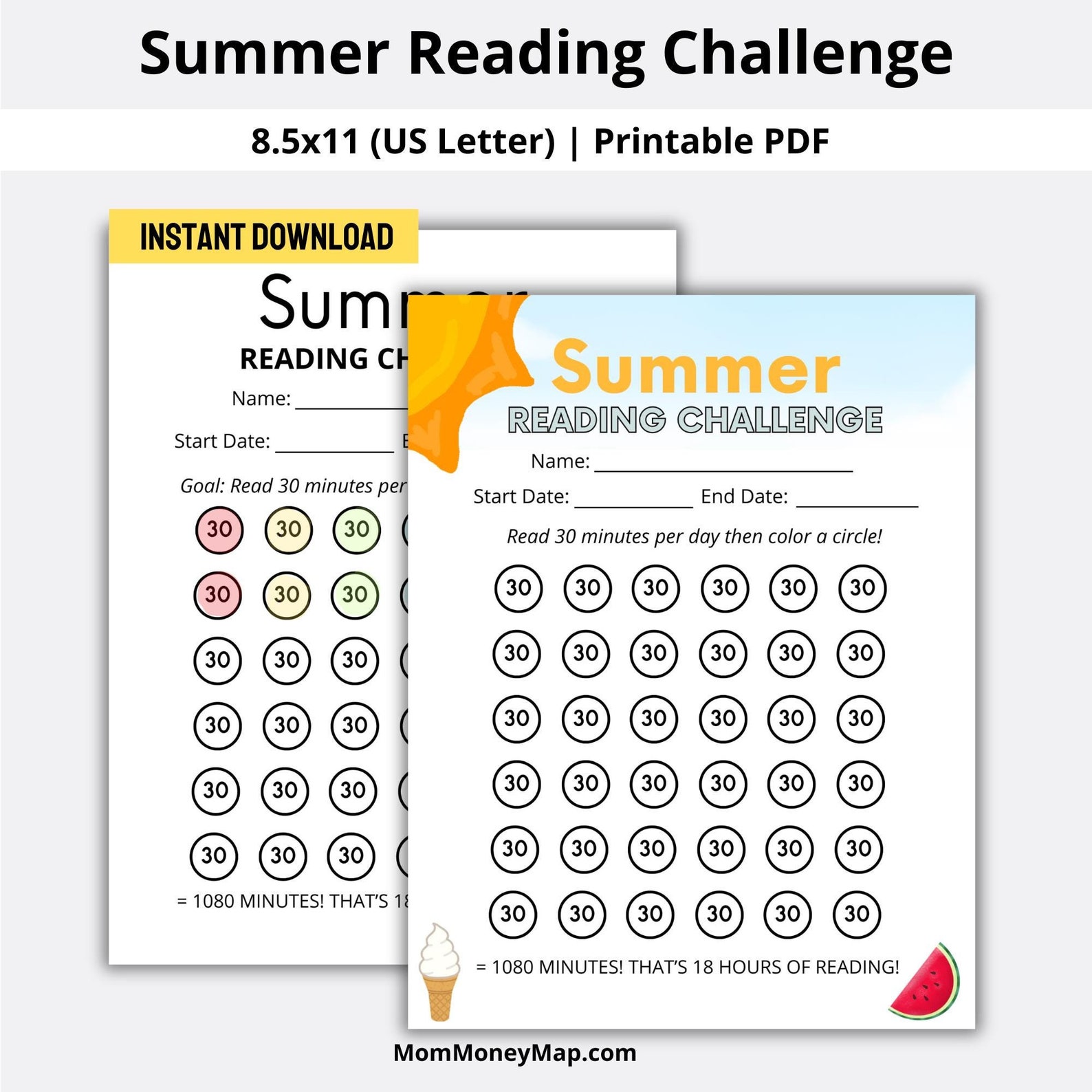 Summer Reading Challenge Printable PDF, Reading Daily Goals Printable ...