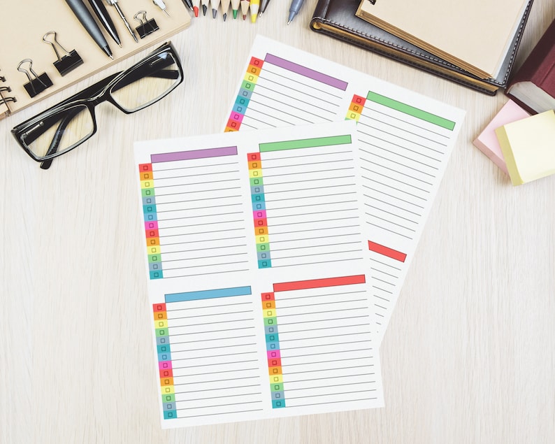 Multi-color Blank Checklist Printable PDF, Blank to Do List, Minimalist ...